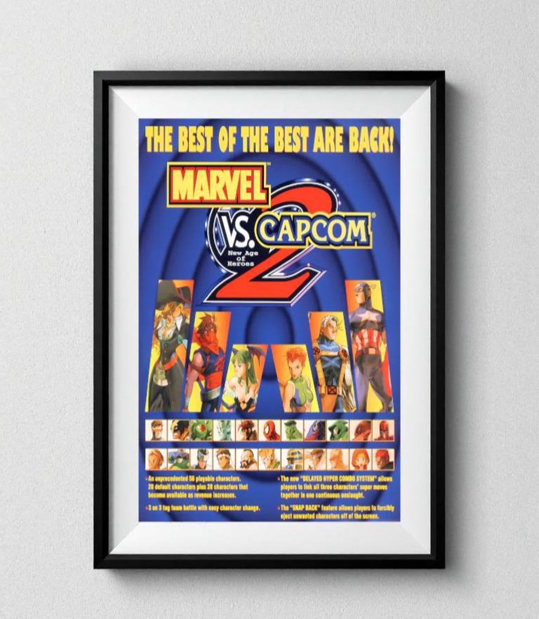 Marvel Vs Capcom 2 Poster – Retro Arcade Wall Art, Capcom Fighter Print ...