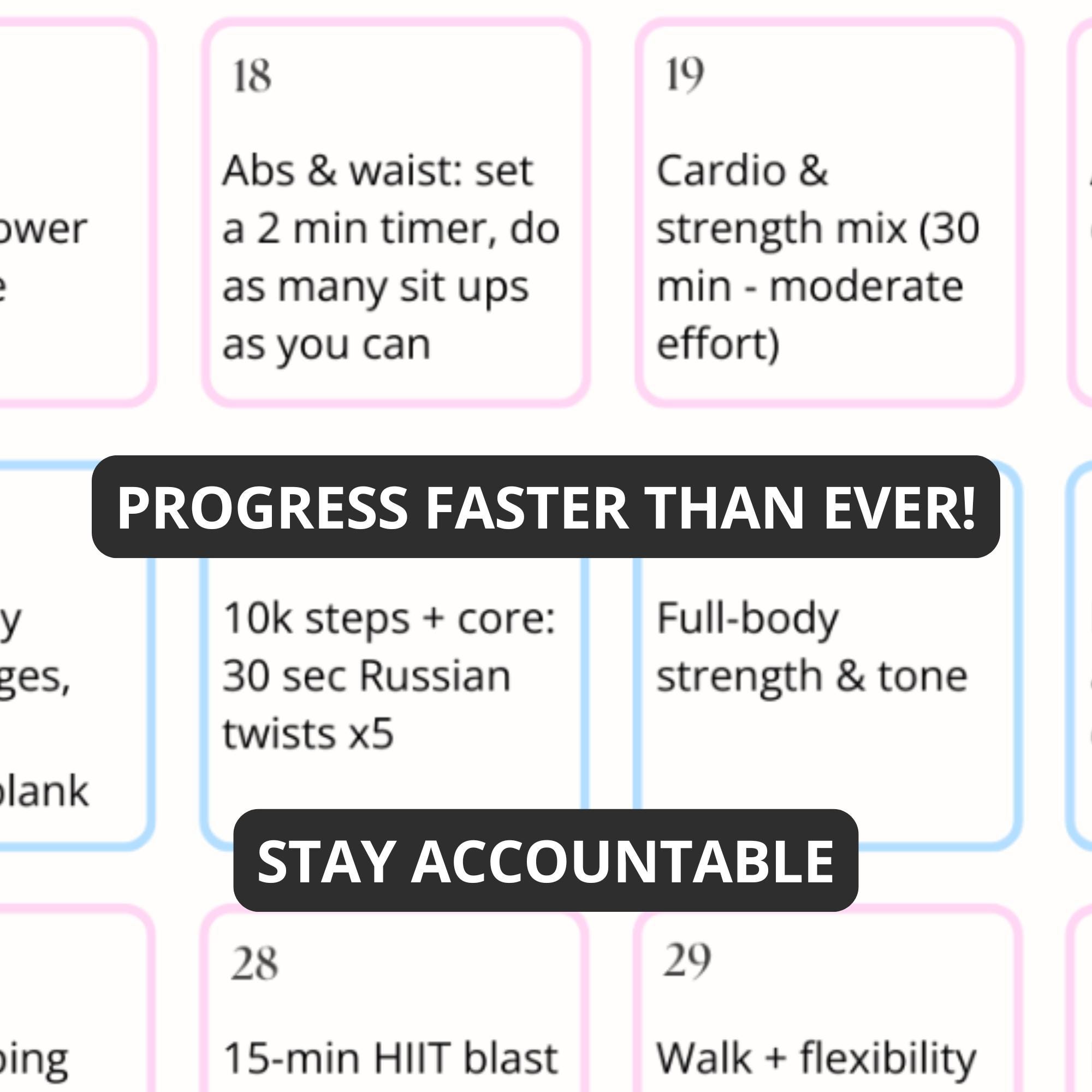 30 Day Fat Loss Workout Challenge | Printable Fitness Planner | Home ...