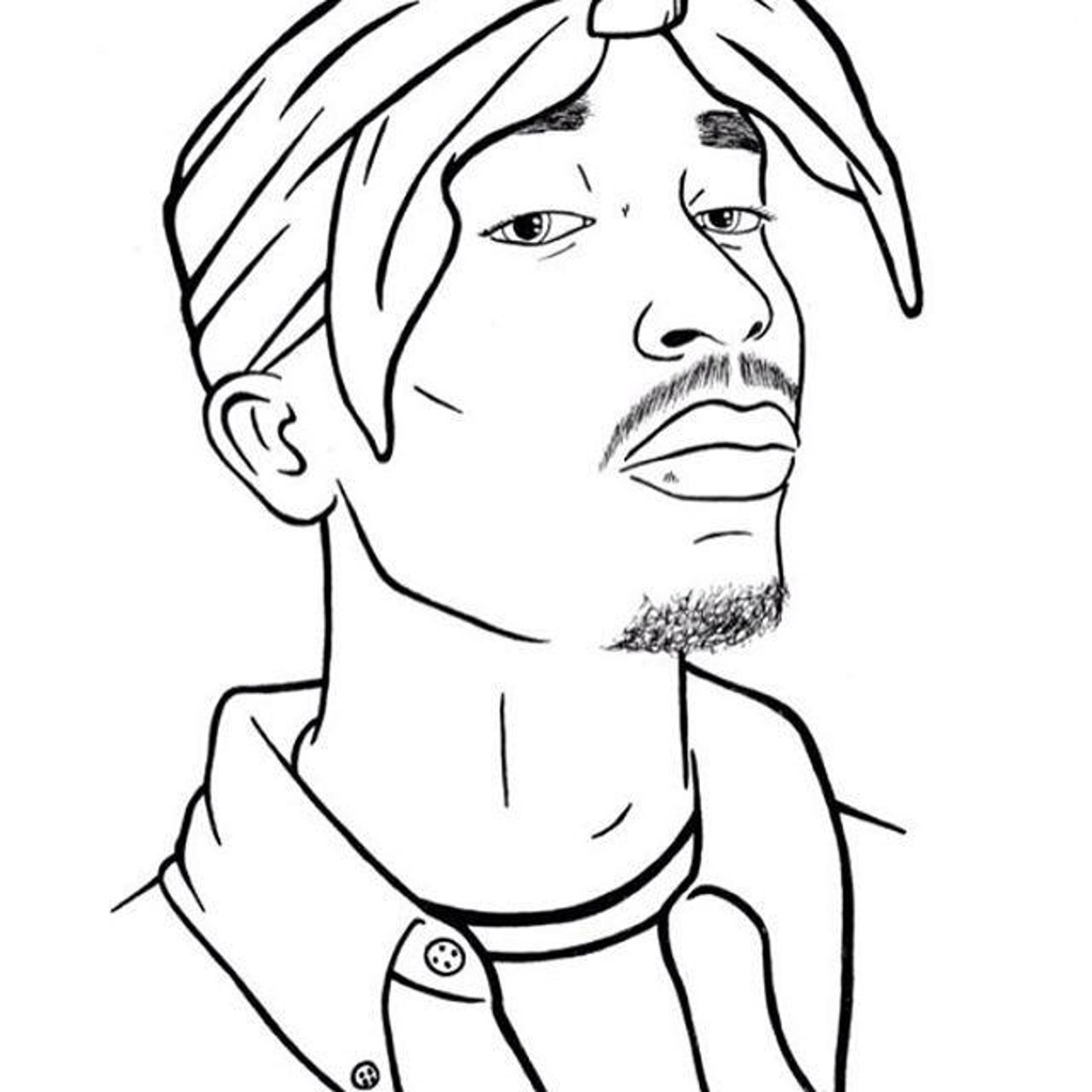 2pac Black White, Poster, Watercolor, Charcoal, 2 Pac Portrait, 2pac ...
