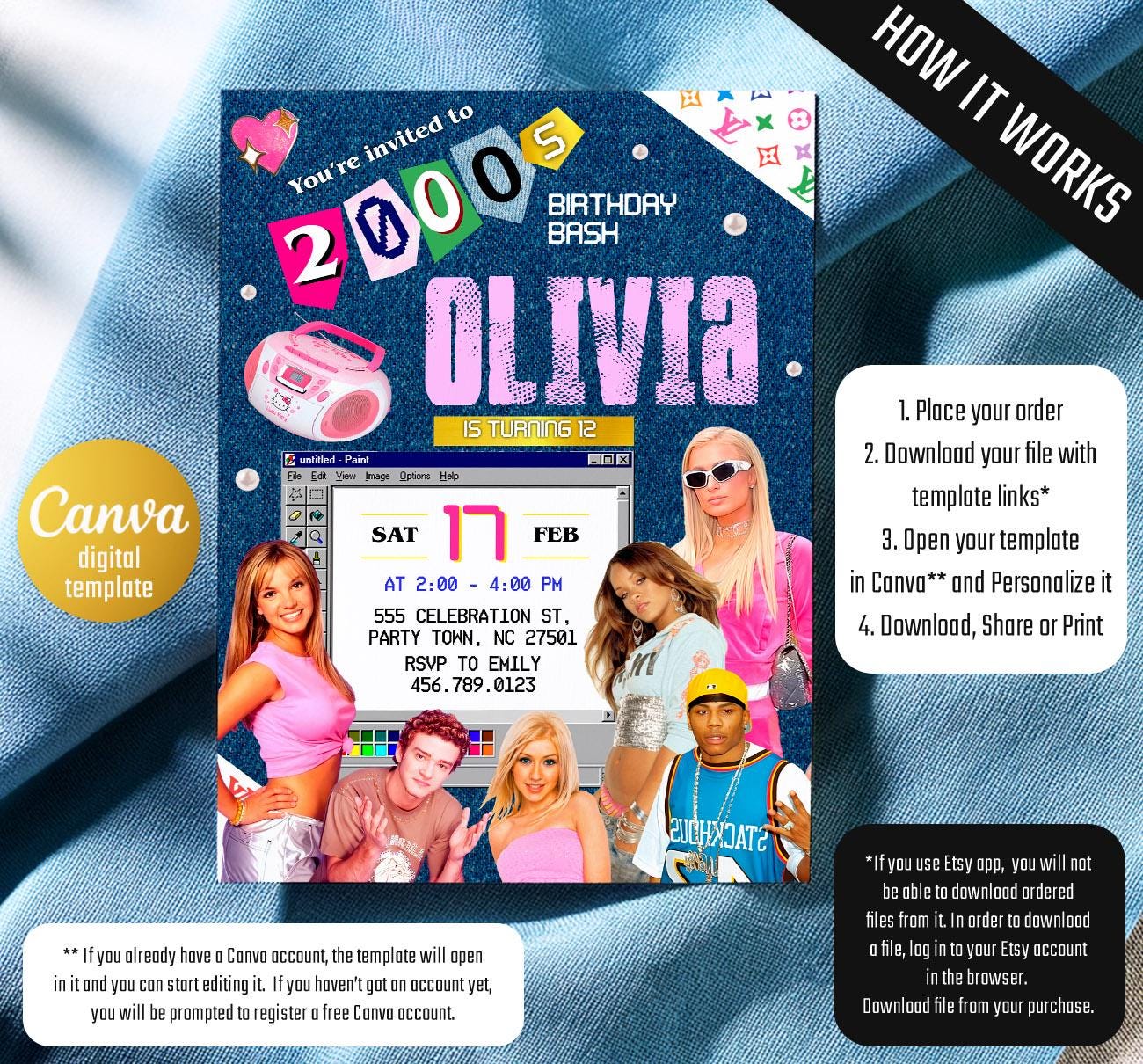 Y2K 2000s Birthday Invitation, Early 2000s Hip Hop Party Evite ...