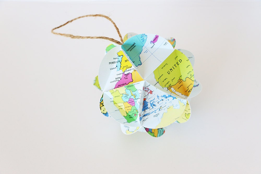 DIY World Map Ornament Kit, Make Your Own Ornament From World Maps ...