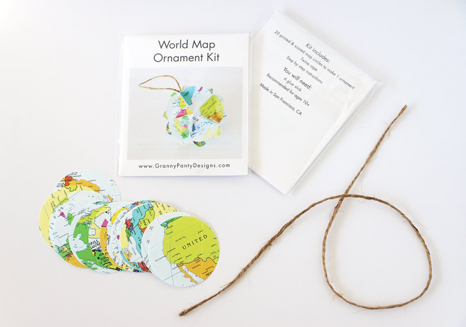 DIY World Map Ornament Kit, Make Your Own Ornament From World Maps ...