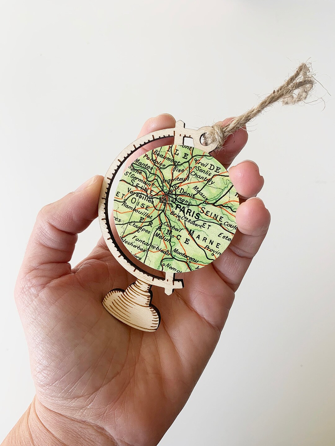 Paris Ornament, Paris Map, Wood Globe Ornament, Paris Keepsake ...