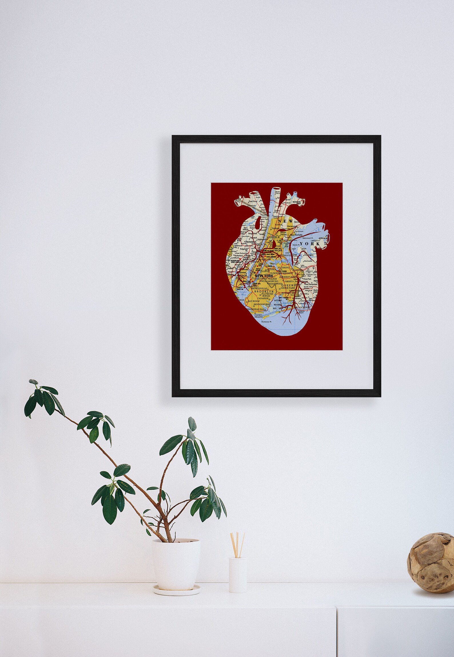 New York City Heart Map Art Print, Anatomical Heart of NYC, ER Nurse ...