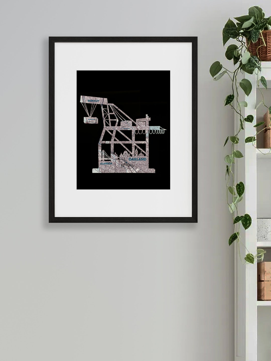 East Bay Oakland Shipping Crane Map Art // 11x14 Poster Print // Paper ...