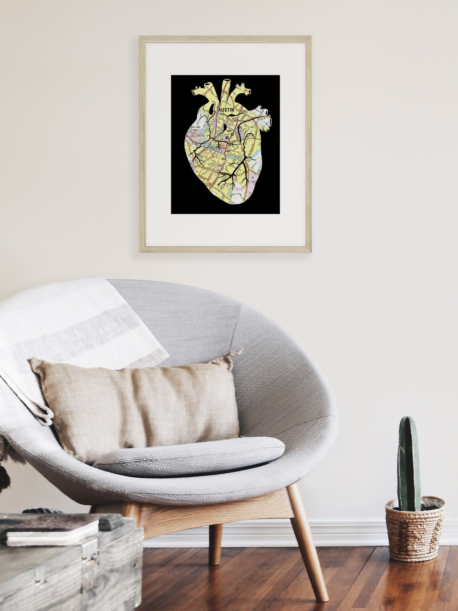 Austin Texas Heart Map Art Print // 11x14 Poster // Anatomical - Etsy