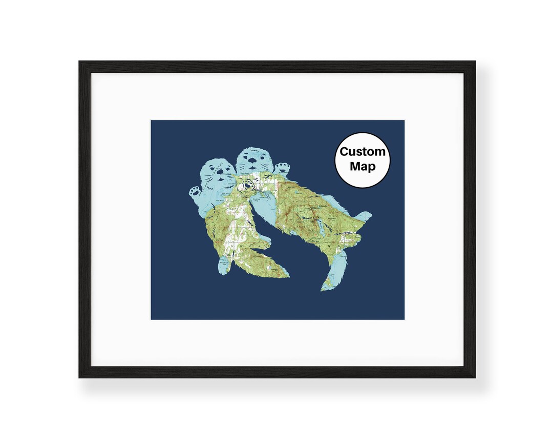 Custom Sea Otter Print, One Year Anniversary, Otter Gifts, Dating ...