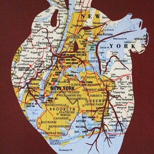 New York City Heart Map Art Print, Anatomical Heart of NYC, ER Nurse ...