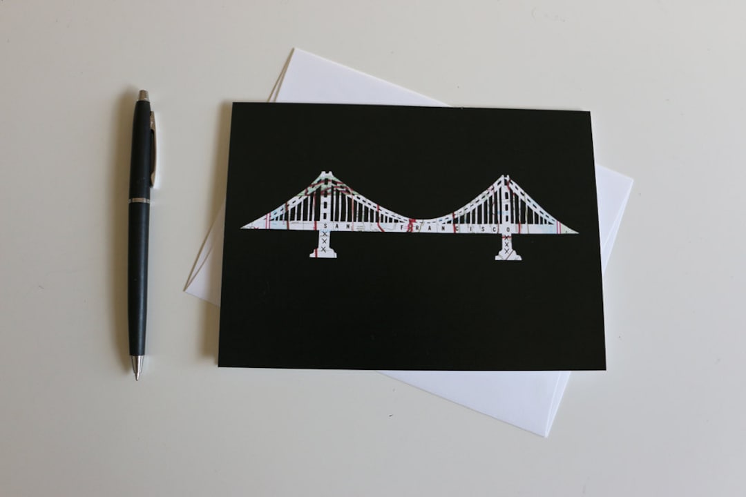 Golden Gate Bridge Greeting Card // Cutout Design // San Francisco Note ...