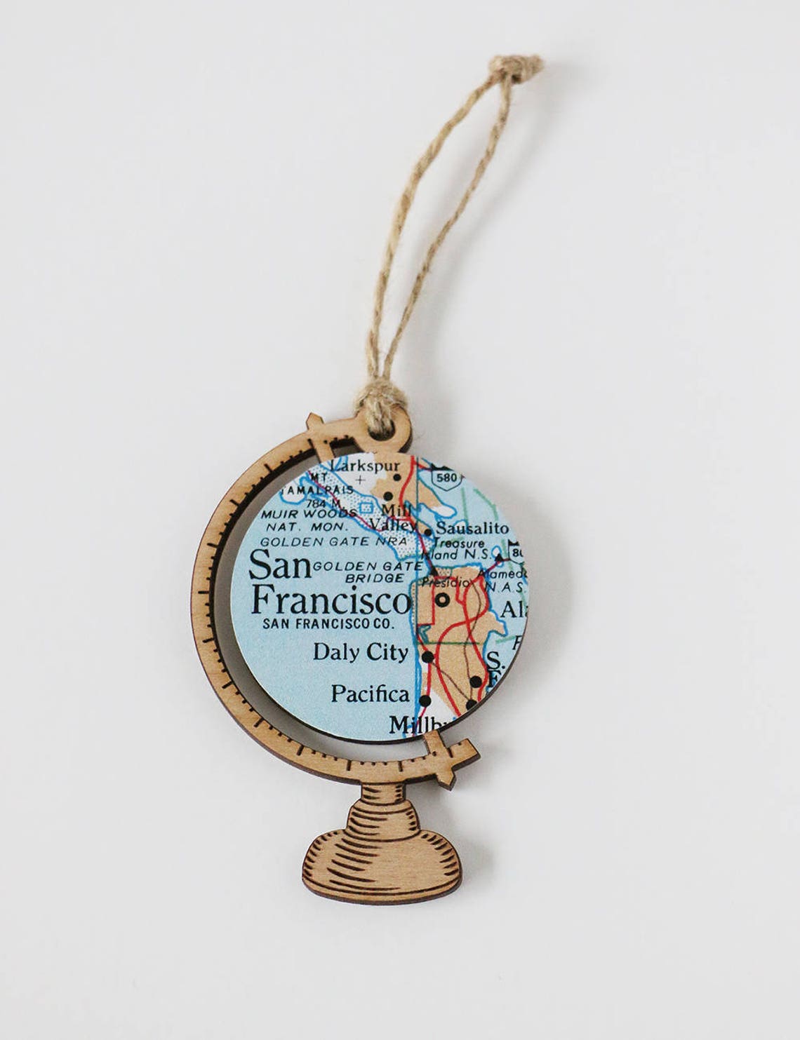 Custom Map Ornament, Choose Any Map on the Globe, Upcycled, Eco ...