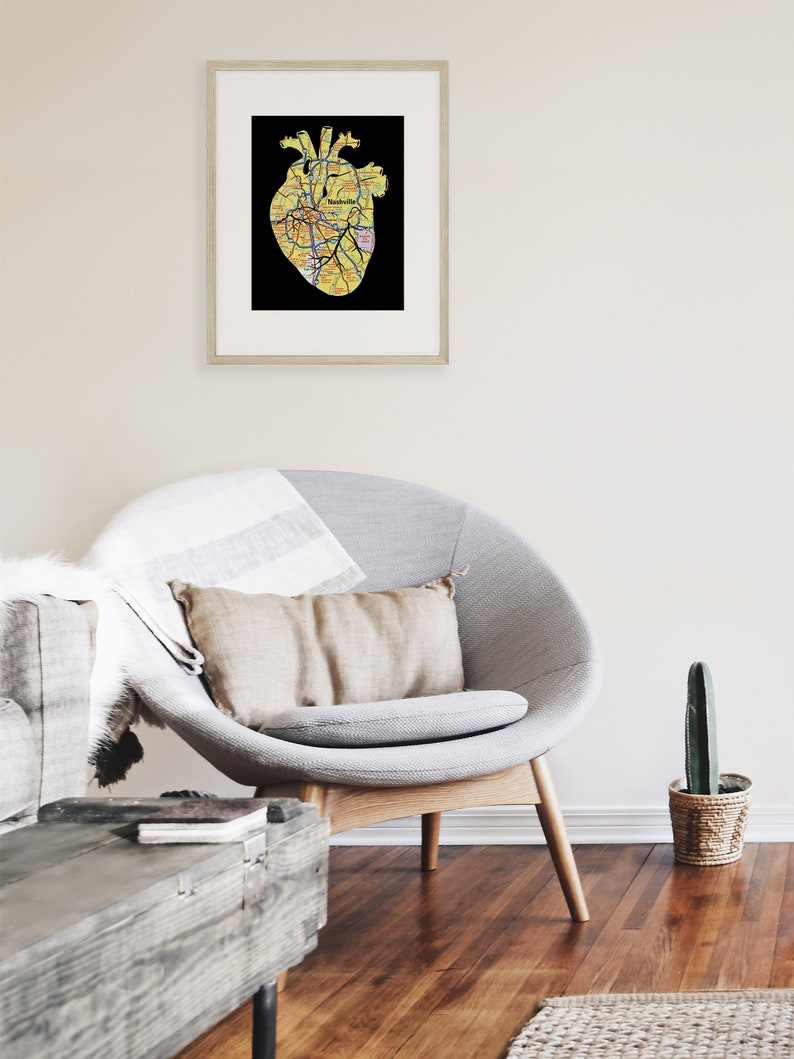 Nashville Tennessee Heart Map Art Print // Anatomical Heart of - Etsy