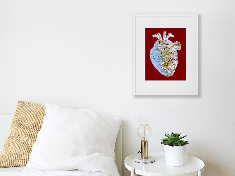 Bay Area Map Heart Art Print // San Francisco Print 11x14 or 20x24 ...