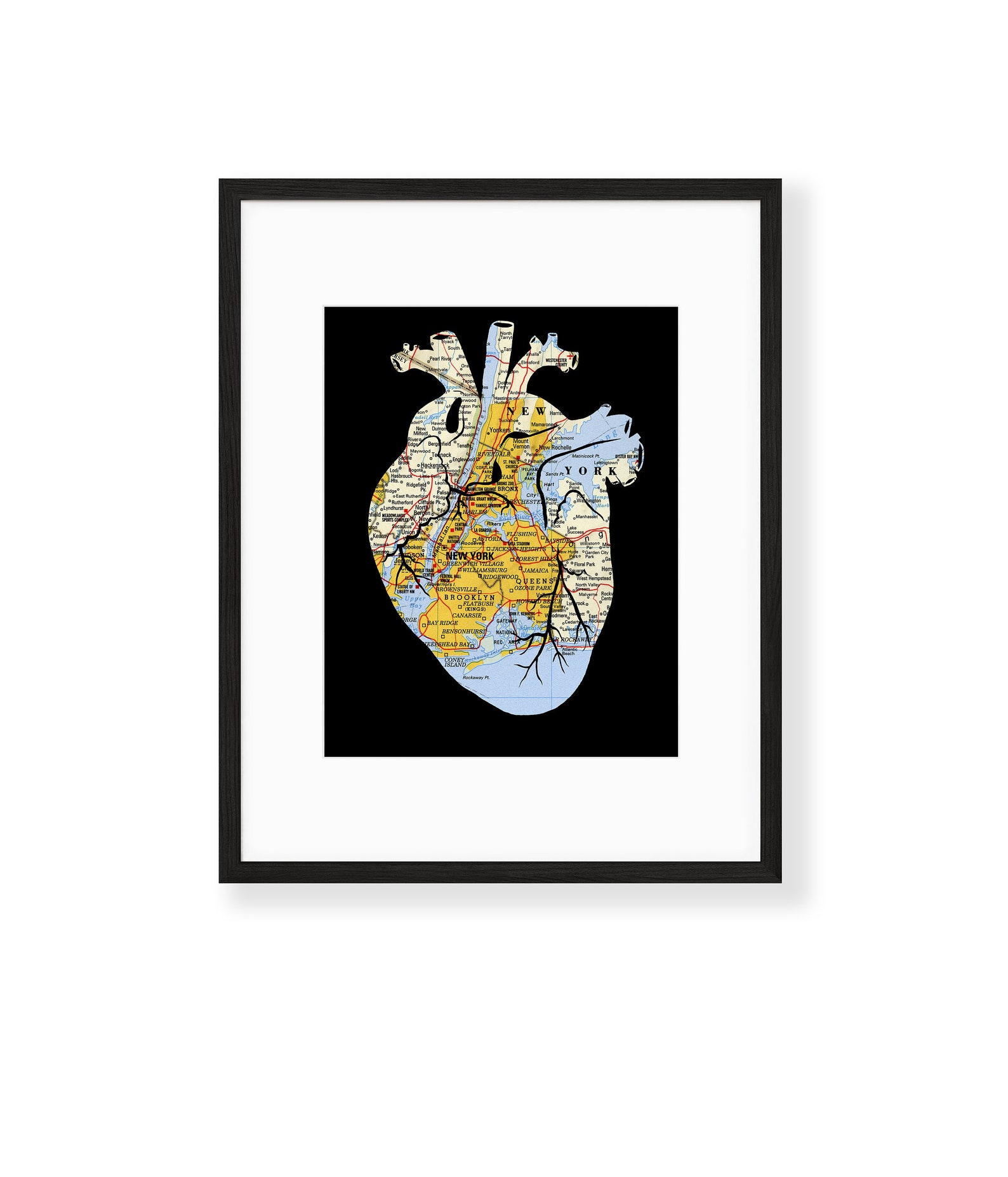 New York City Heart Map Art Print, Anatomical Heart of NYC, ER Nurse ...
