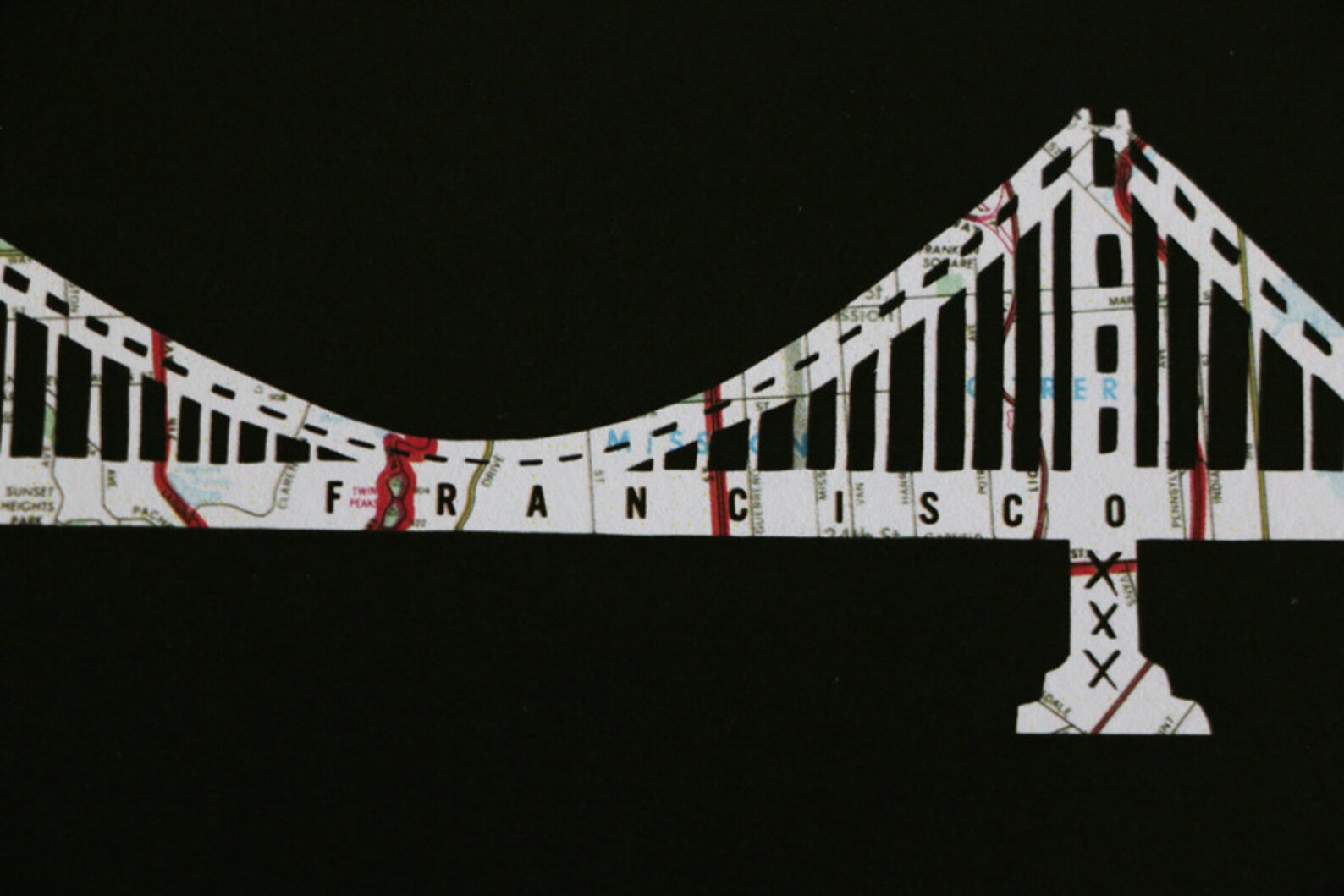Golden Gate Bridge Greeting Card // Cutout Design // San | Etsy