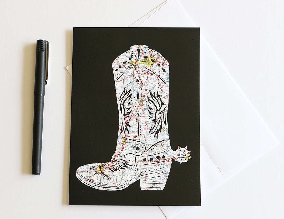 Give 'em the Boot // Texas Cowboy Boot Greeting Card // 5x7 Frameable ...