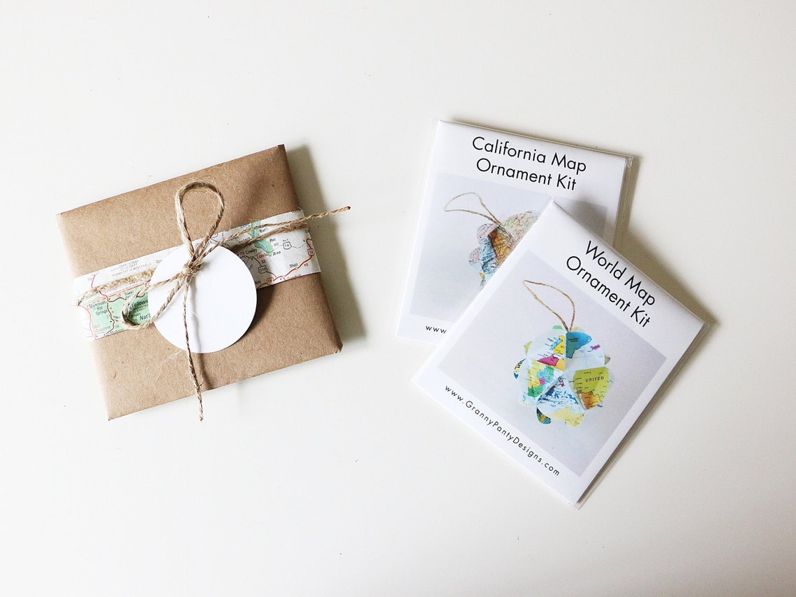 DIY Map Ornament Kit, Make Your Own Ornament From World Maps, Christmas ...