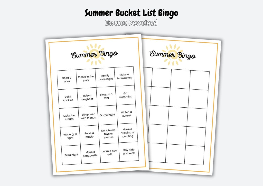 Zomer Bingo - Zomer Bucketlist - Etsy