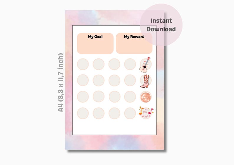 Reward Chart – Music / Taylor Swift – Printable Sticker Chart – Potty ...