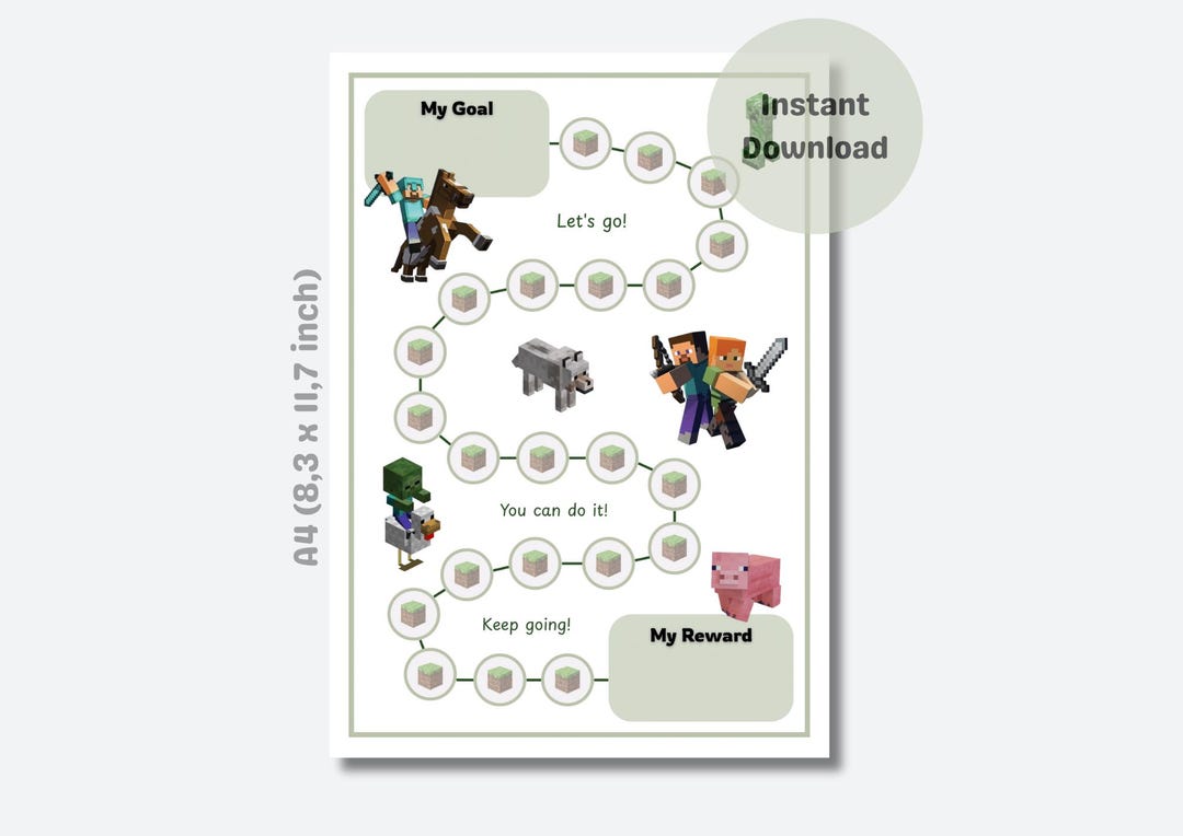 Reward Chart – Minecraft – Printable Sticker Chart – Potty Training ...