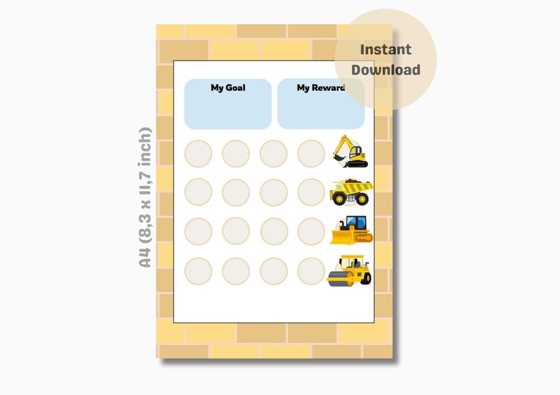 Reward Chart – Construction – Printable Sticker Chart – Potty Training / Toilet Training ...