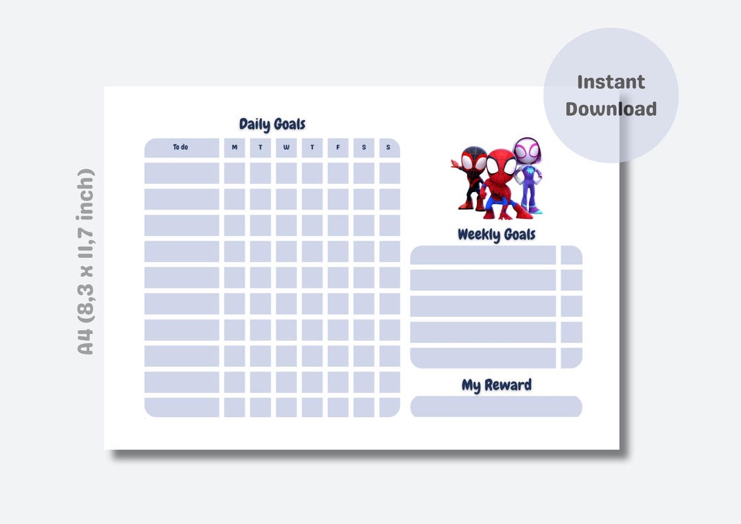Chore Chart (printable) – Reward Chart – Daily Goal Planner – Weekly ...