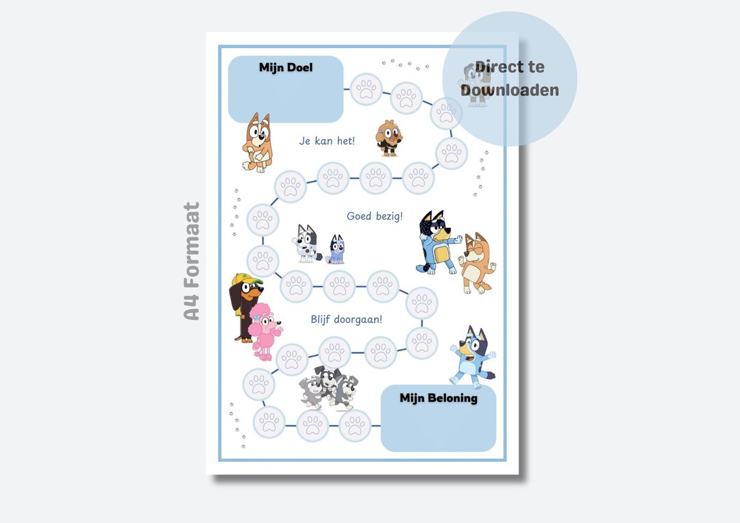 Dutch Reward Chart – Bluey - Etsy Australia