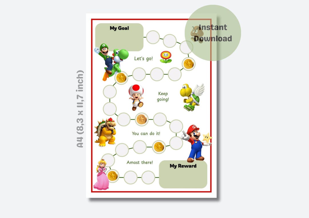 Reward Chart – Super Mario – Printable Sticker Chart – Potty Training ...
