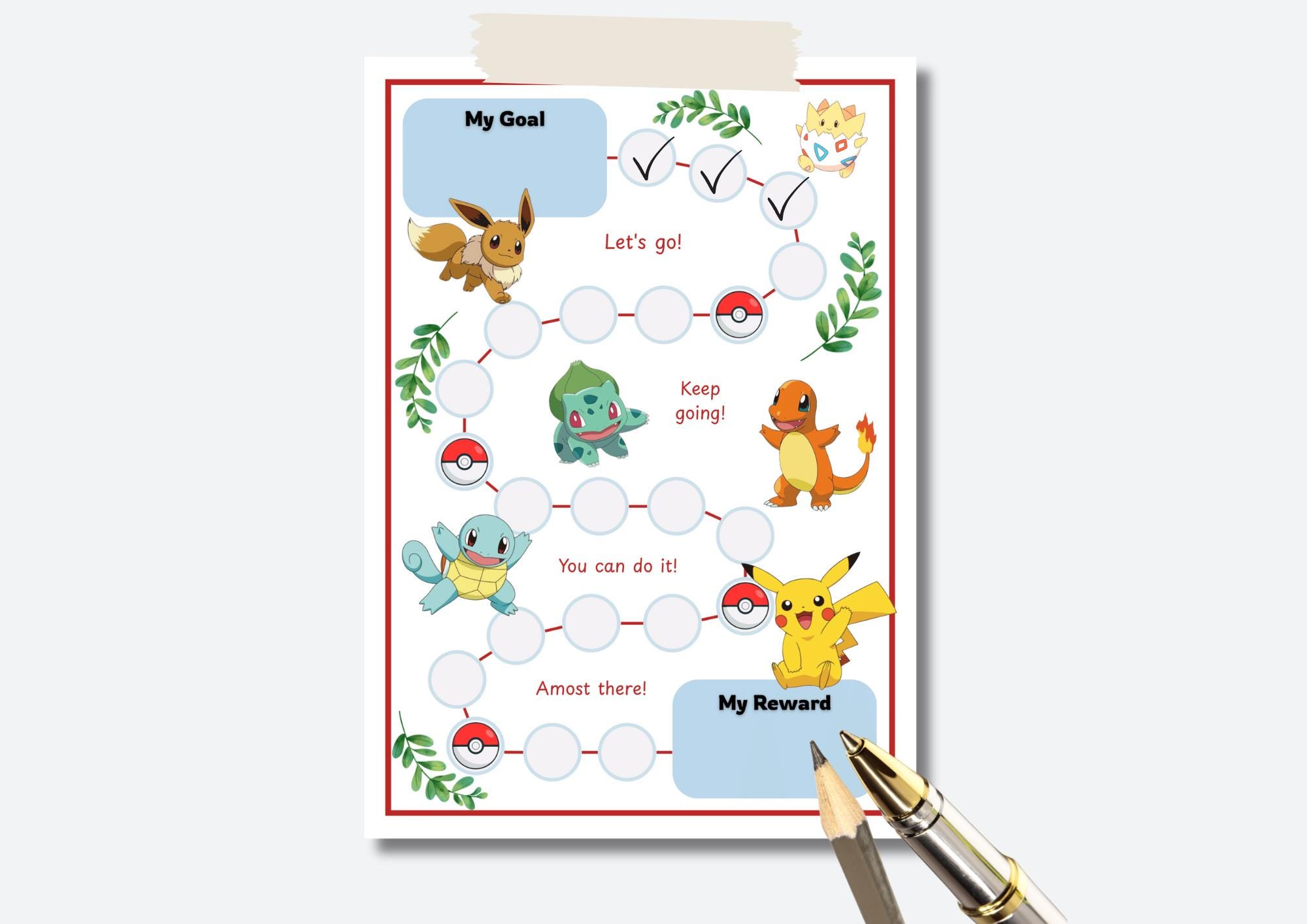 Reward Chart – Pokemon – Printable Sticker Chart – Potty Training ...