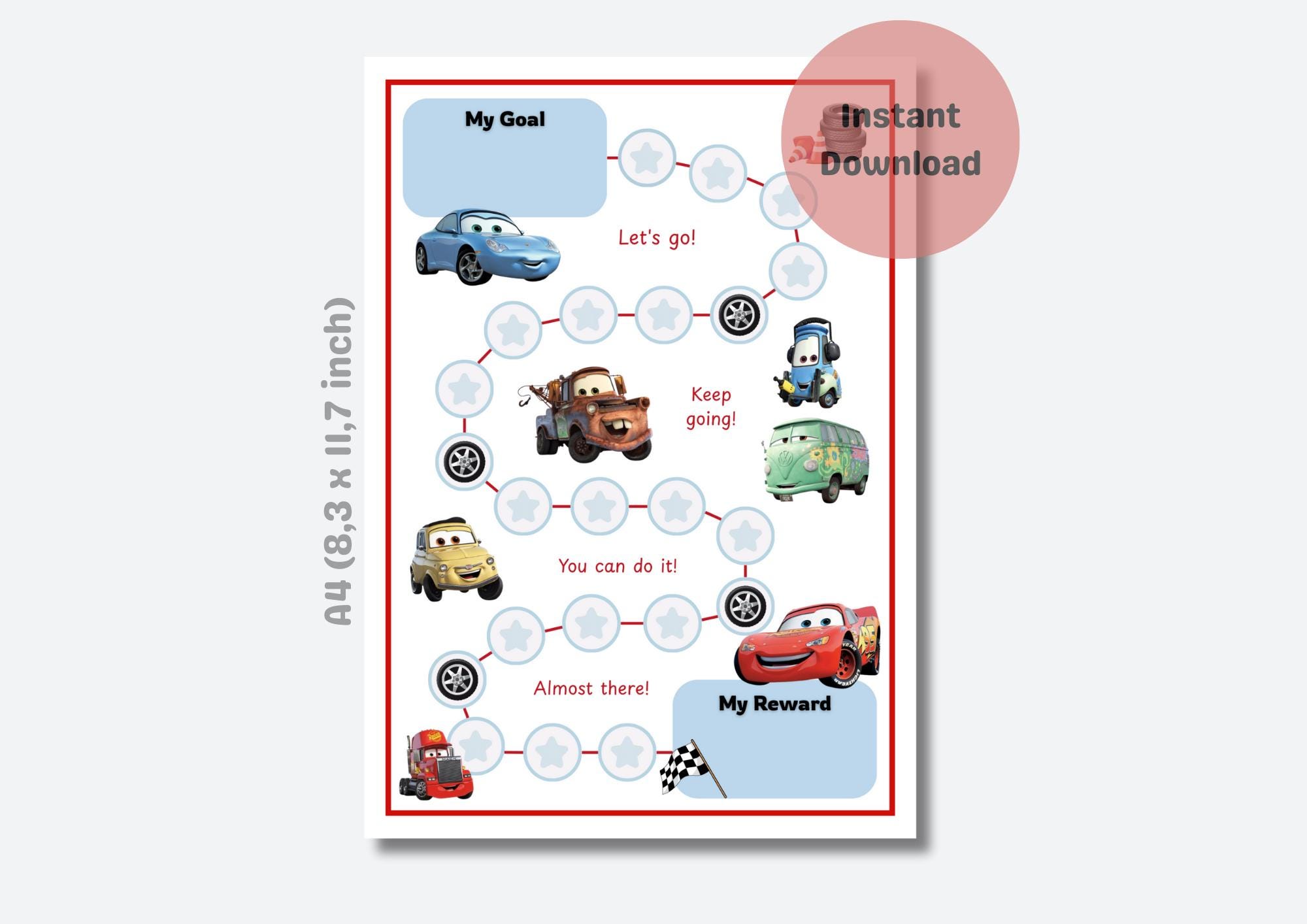 Reward Chart – Cars – Printable Sticker Chart – Potty Training / Toilet ...