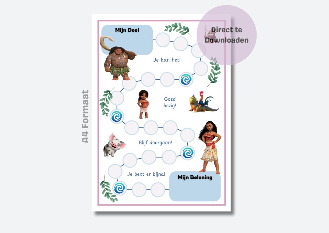 Dutch Reward Chart – Moana / Vaiana - Etsy
