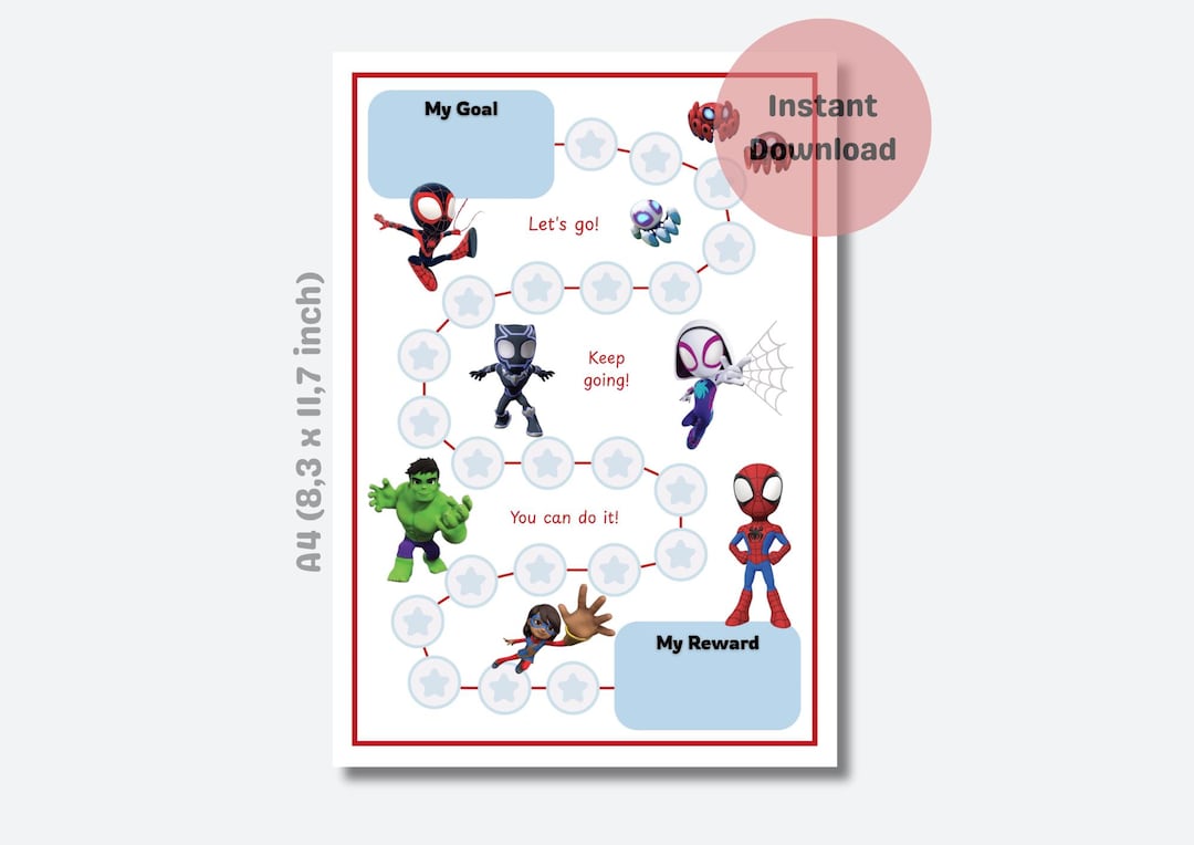 Reward Chart – Spidey / Spiderman – Printable Sticker Chart – Potty ...