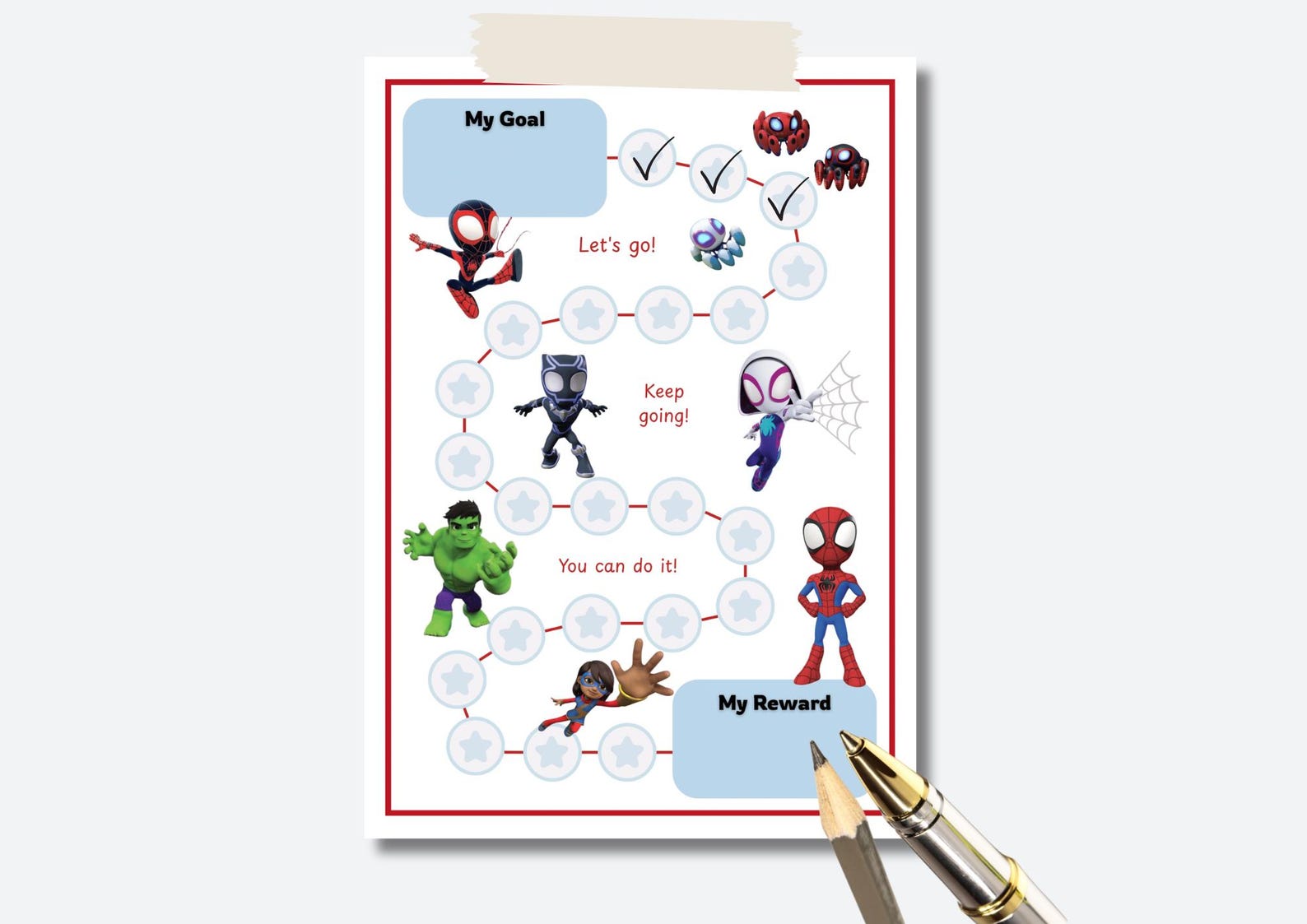 Reward Chart – Spidey / Spiderman – Printable Sticker Chart – Potty ...