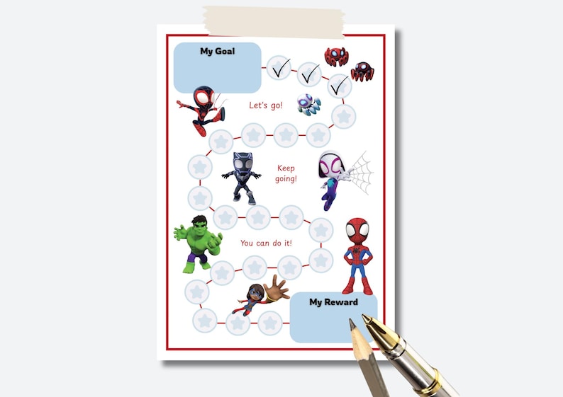 Reward Chart – Spidey / Spiderman – Printable Sticker Chart – Potty ...