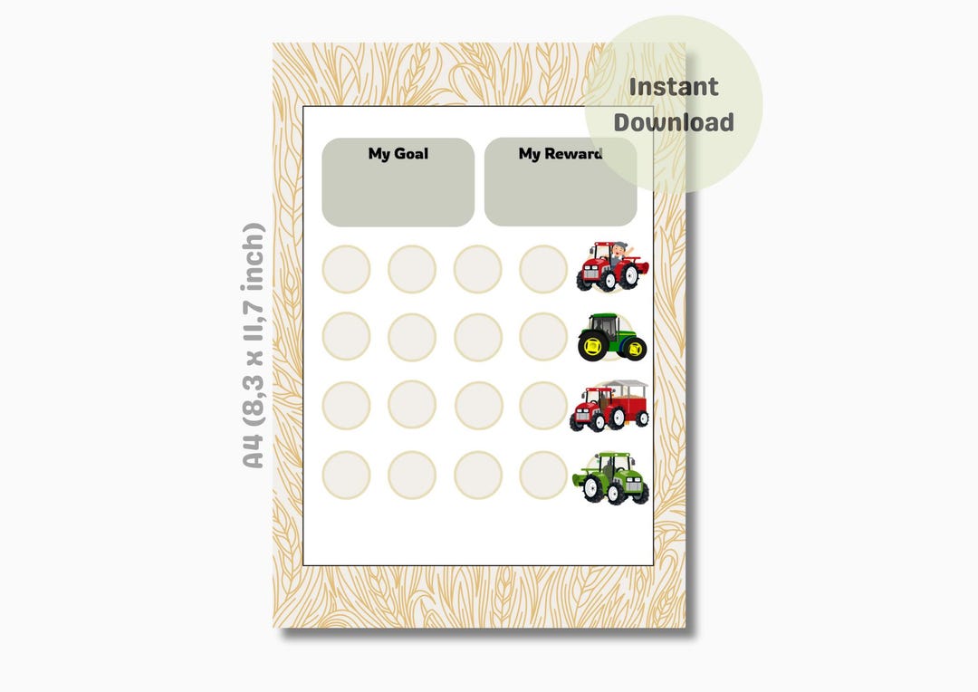 Reward Chart – Tractor, Farm – Printable Sticker Chart – Potty Training ...