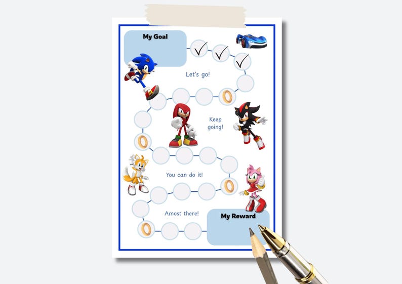 Reward Chart – Sonic – Printable Sticker Chart – Potty Training ...