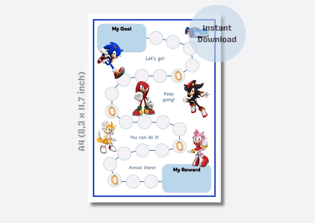 Reward Chart – Sonic – Printable Sticker Chart – Potty Training ...
