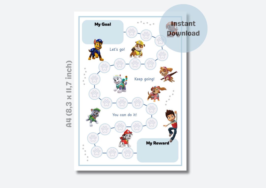 Reward Chart – Paw Patrol – Printable Sticker Chart – Potty Training ...