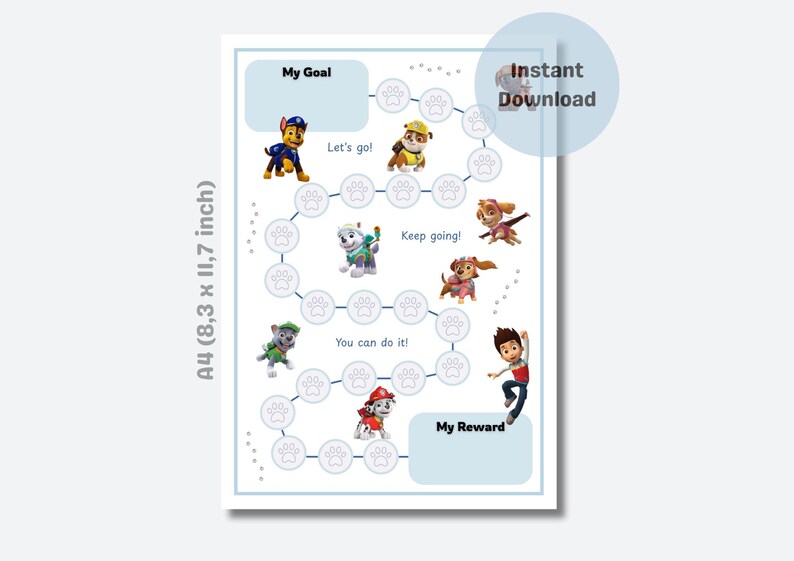 Reward Chart – Paw Patrol – Printable Sticker Chart – Potty Training ...