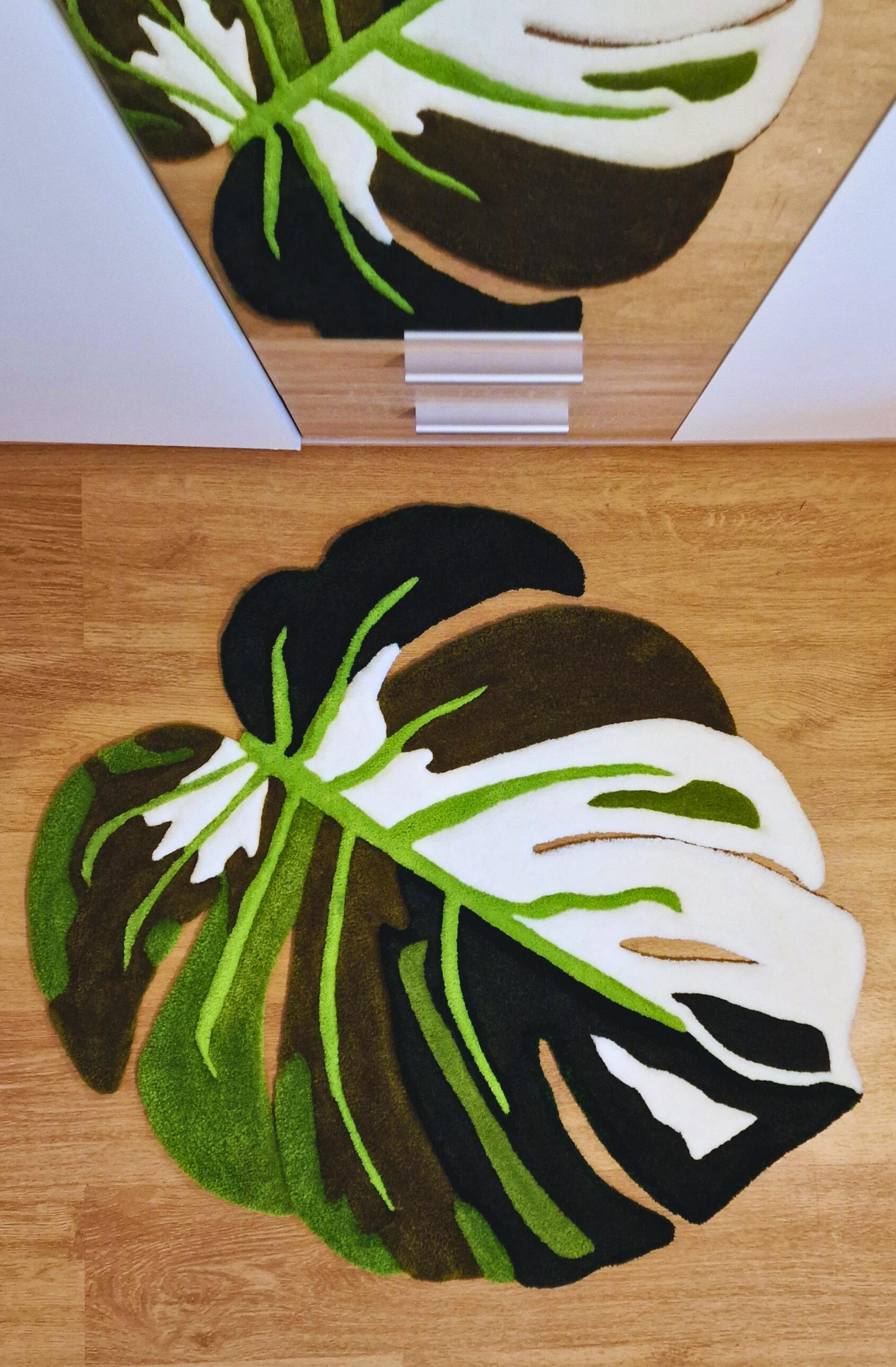 Tufted Monstera Leaf Rug | Handmade Floor or Wall Decor | Green ...