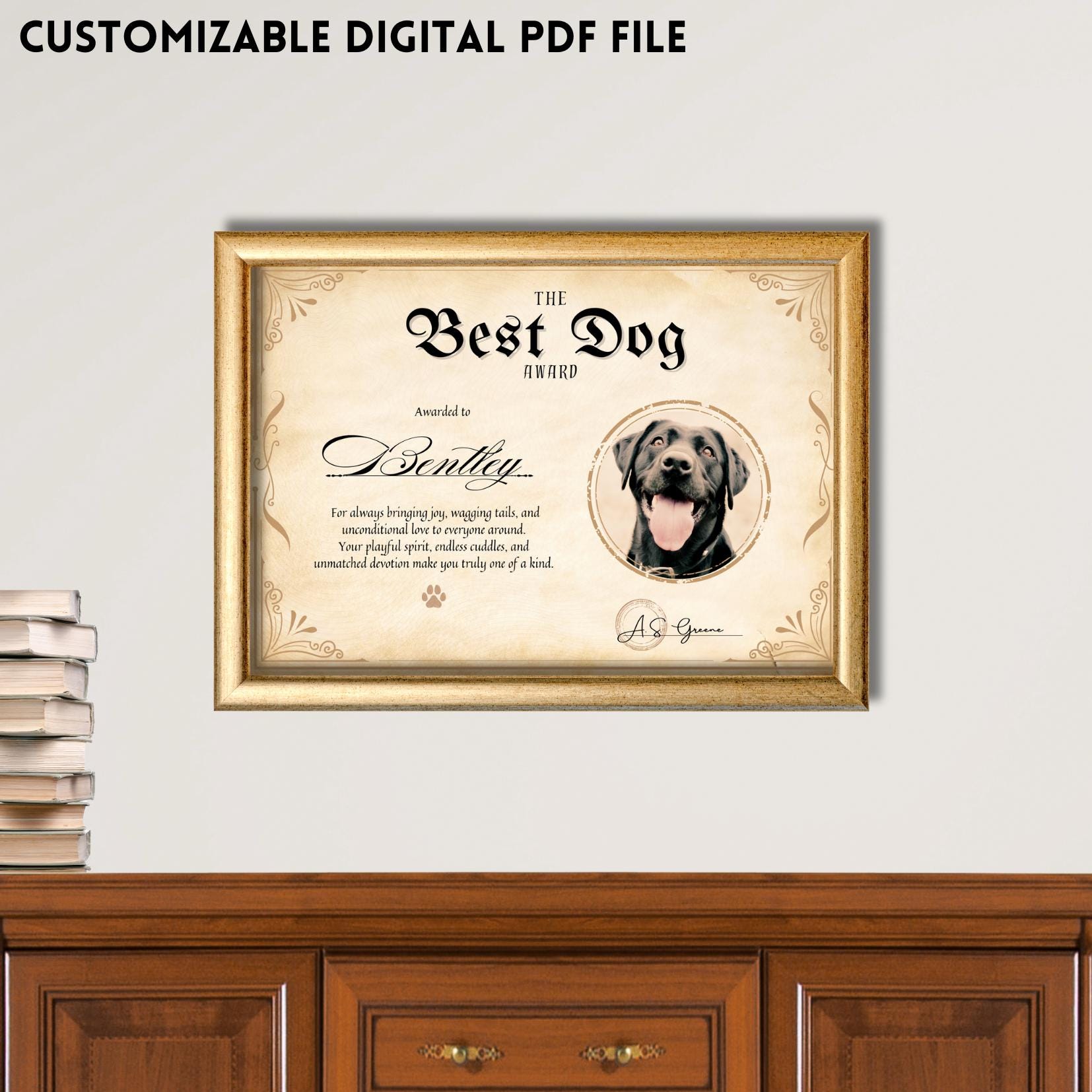 Customizable PDF File Best Dog Award Certificate - Downloadable PDF for ...