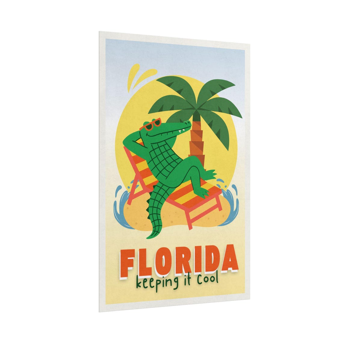 Vintage Retro Alligator Florida Beach Rolled Poster for Home Decor ...