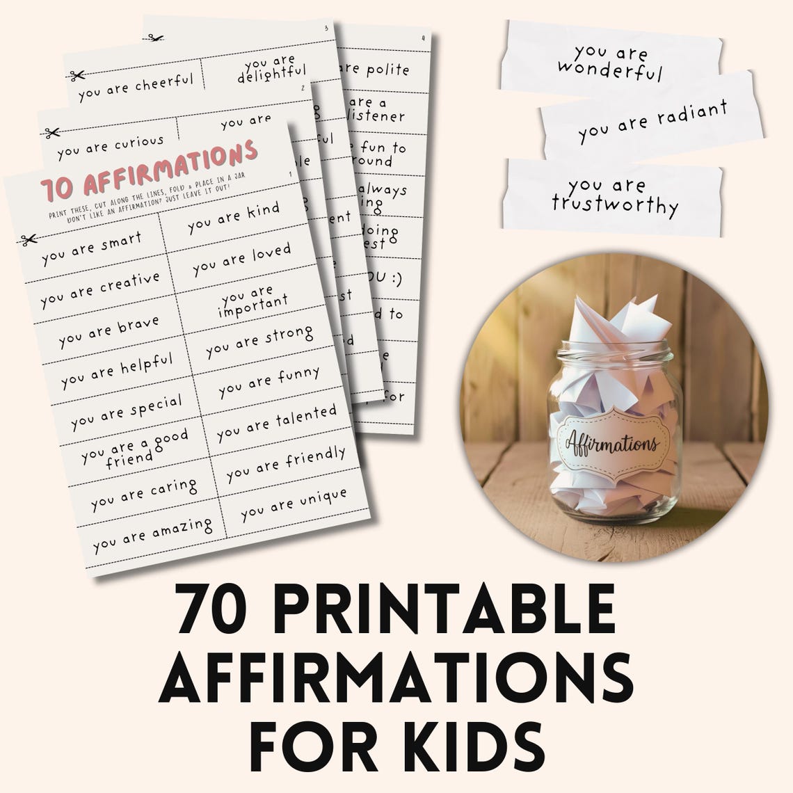 70 Printable Affirmations for Kids - DIY Arts and Crafts Activity - for ...