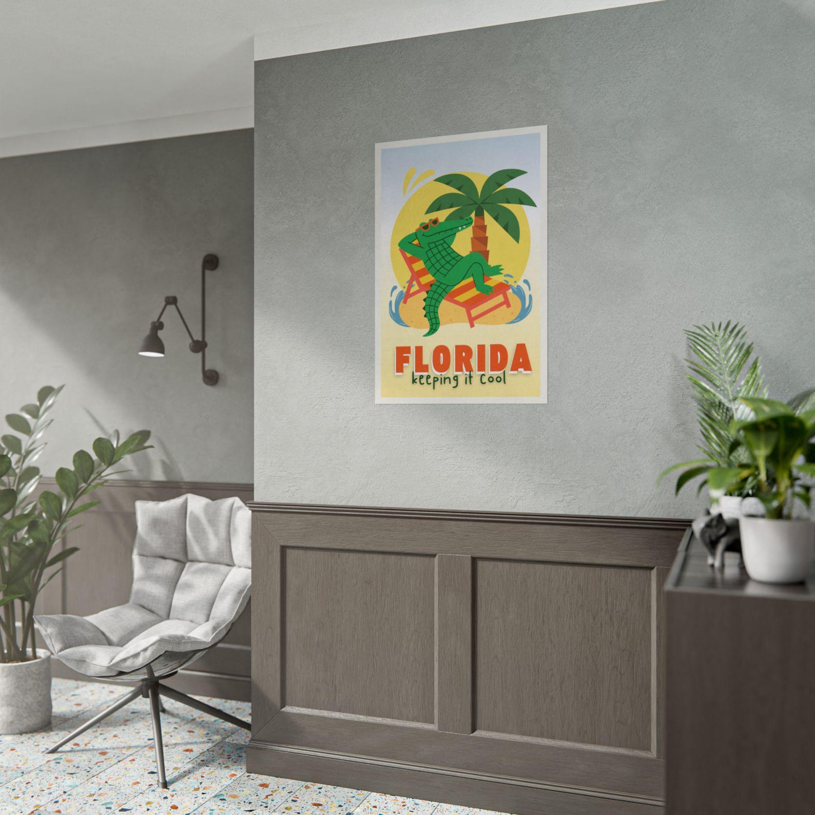 Vintage Retro Alligator Florida Beach Rolled Poster for Home Decor ...