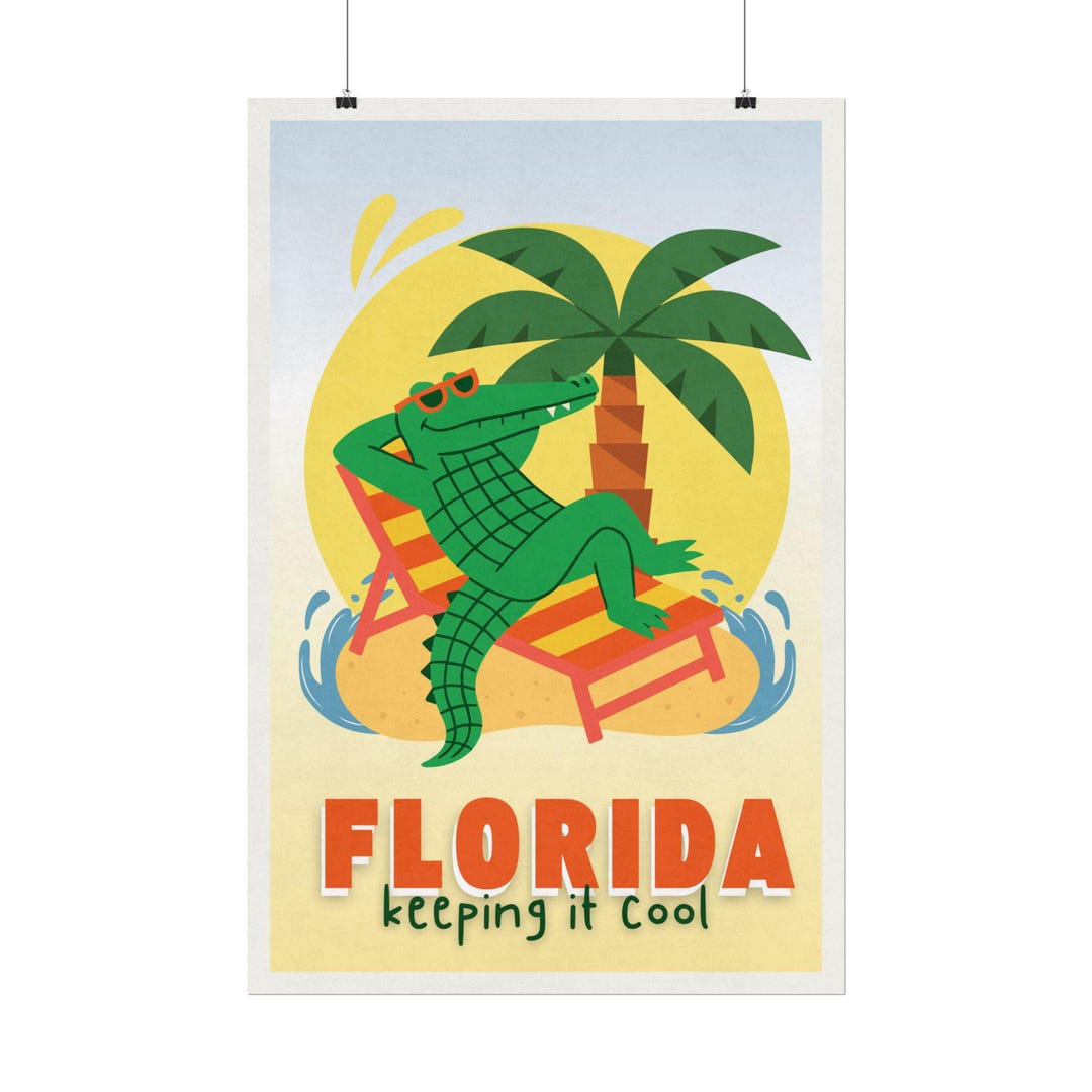 Vintage Retro Alligator Florida Beach Rolled Poster for Home Decor ...