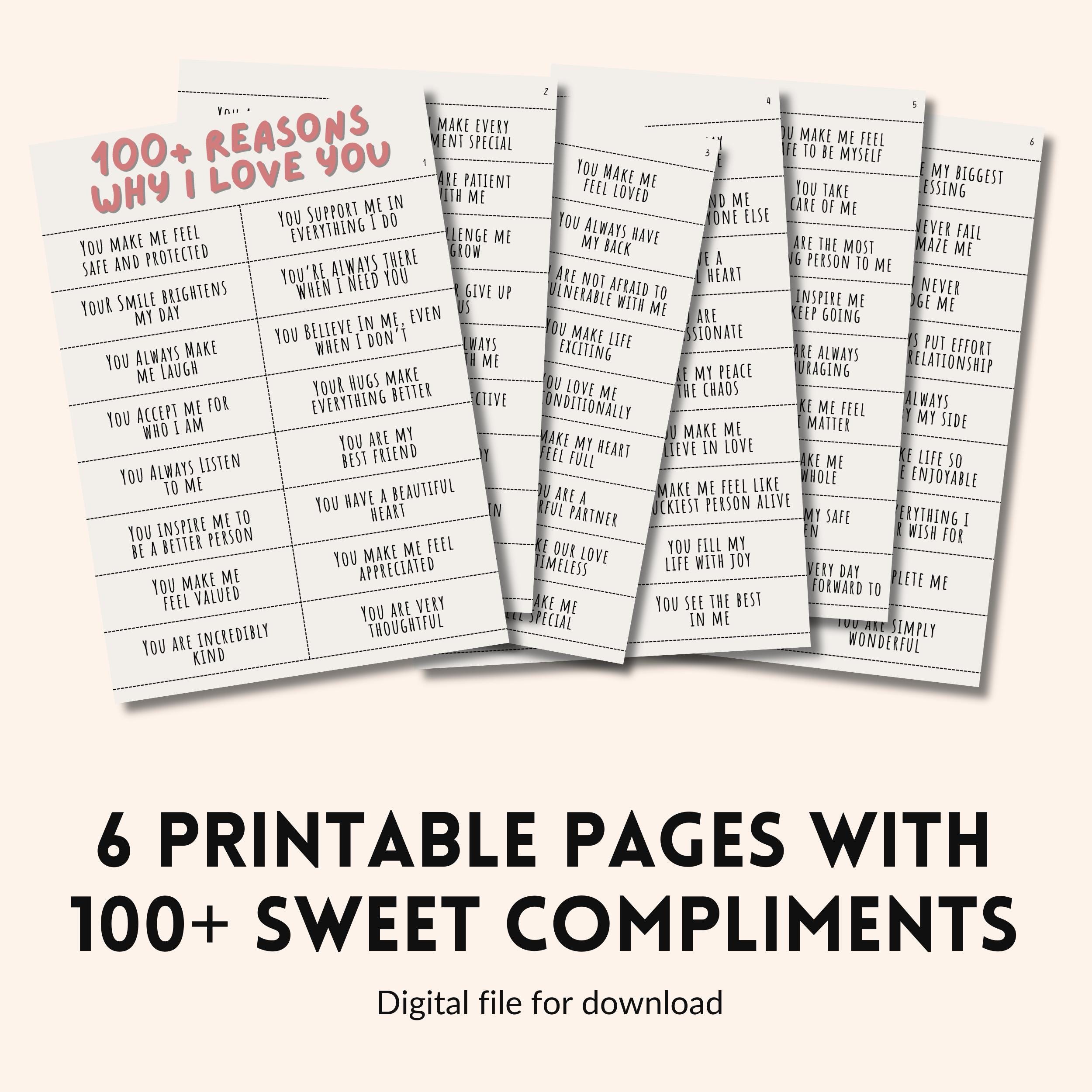 100+ Printable Reasons Why I Love You - Romantic Gift - DIY Love Jar or ...