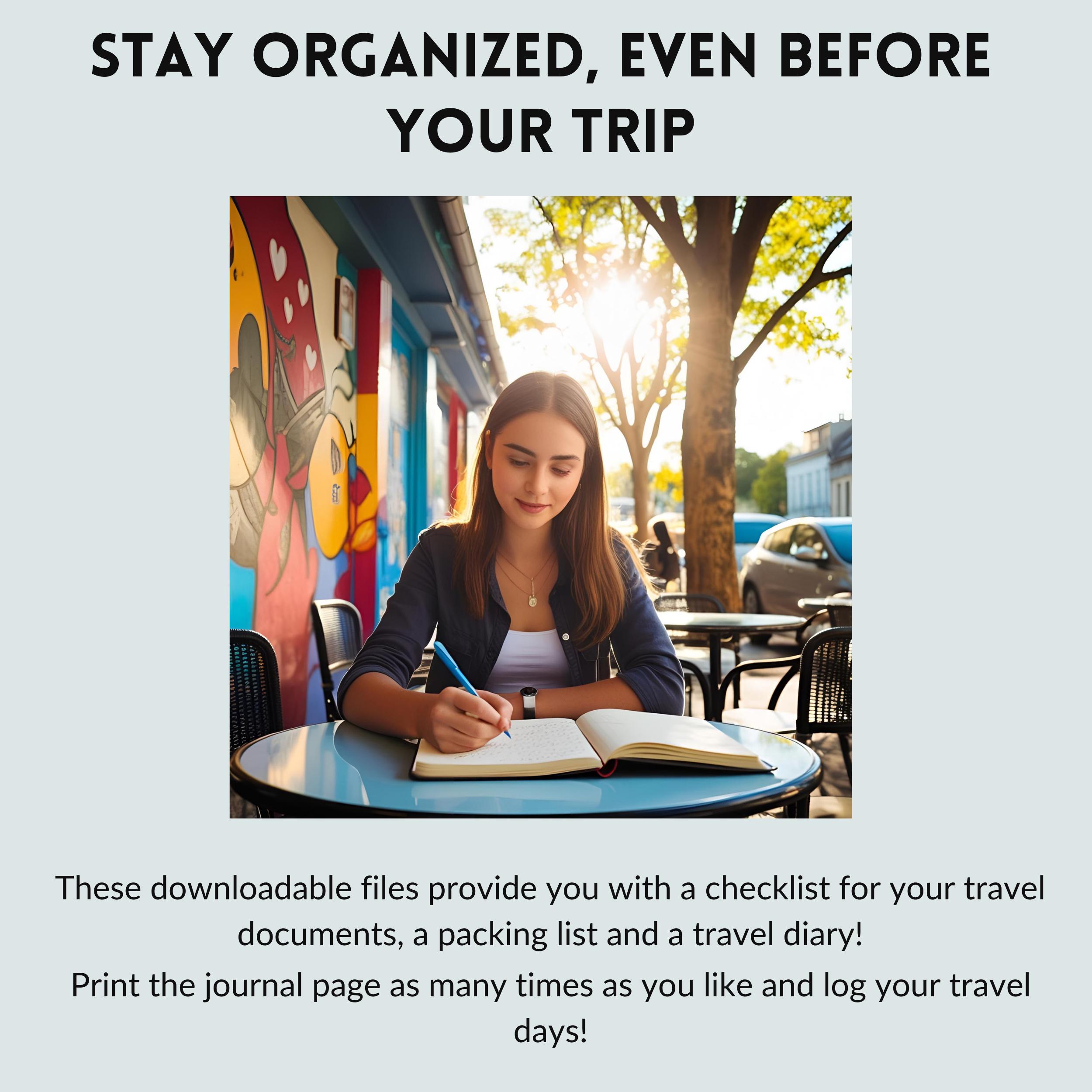 Printable Blank Travel Itinerary and Journal Template With Document ...