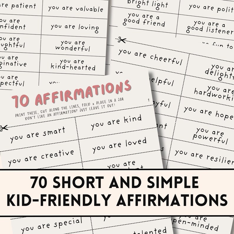 70 Printable Affirmations for Kids - DIY Arts and Crafts Activity - for ...