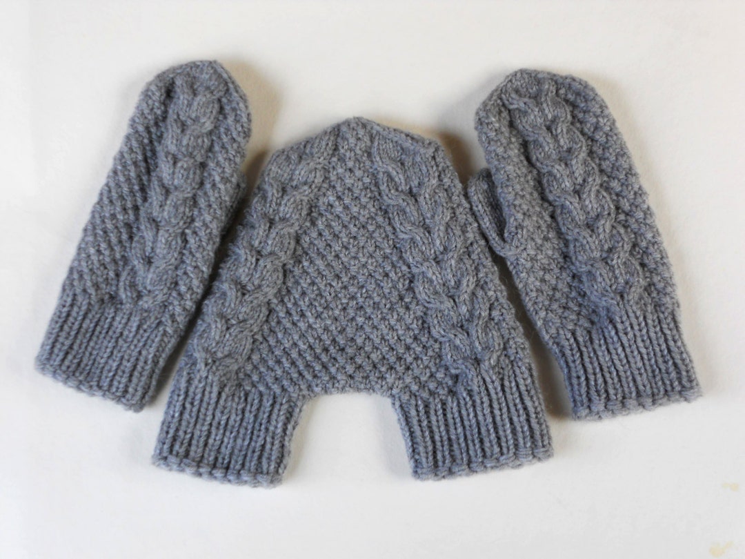 Gray Knit Smitten Mittens, Grey Lovers Gloves, Gift for Couples, White ...