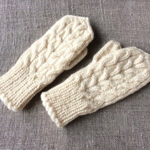 Knit Toddler's Mittens, Ivory Kid's Mittens, Hand Knitted Children ...