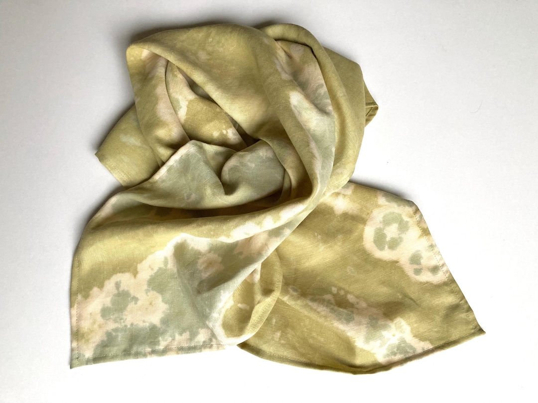 Batik Yellow Green Kerchief, Hand Tie Dye Unisex Head or Neck Scarf ...